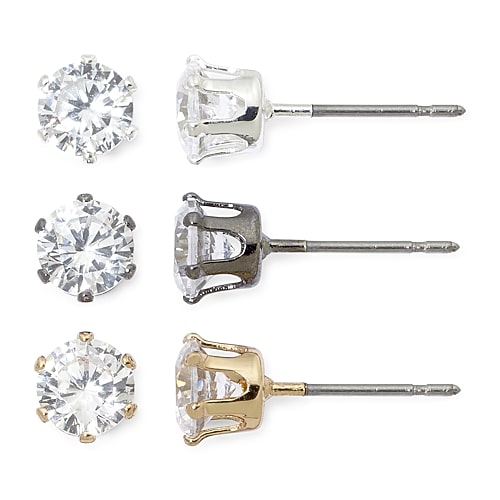 Click here for Mixit Womens Cubic Zirconia Hypoallergenic 3 Pair... prices