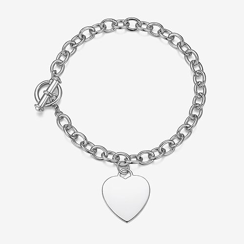 Click here for Womens Sterling Silver Heart Charm Bracelet  One S... prices