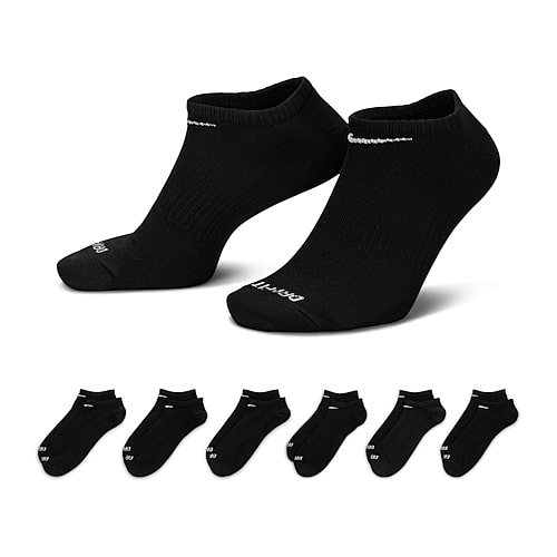 Nike Everyday Plus Lightweight Unisex Adult Multi-Pack 6 Pair No Show Socks  Large  Black