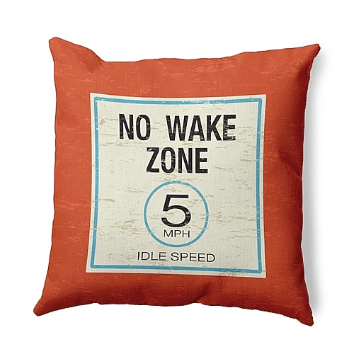 No Wake Square Throw Pillow  One Size  Orange