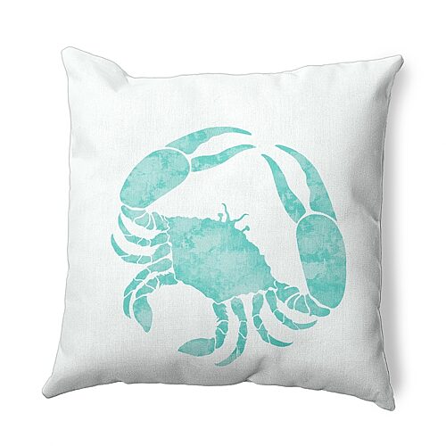 Crab Square Throw Pillow  One Size  Blue