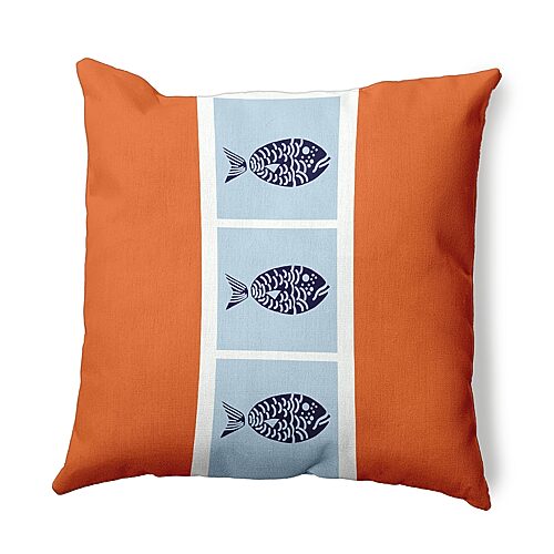 Fish Chips Square Throw Pillow  One Size  Orange