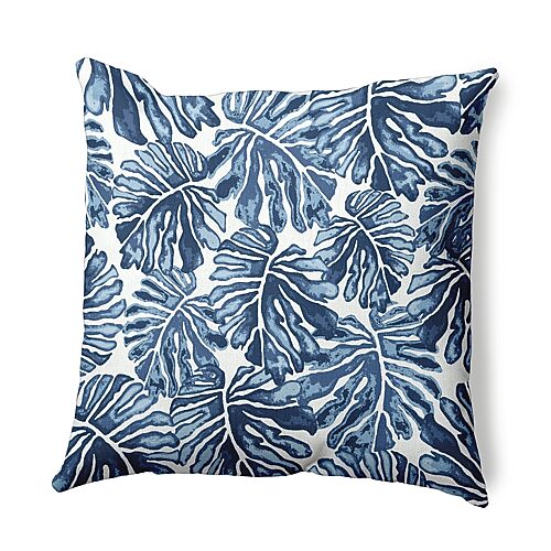 Palm Leaves Square Throw Pillow  One Size  Blue