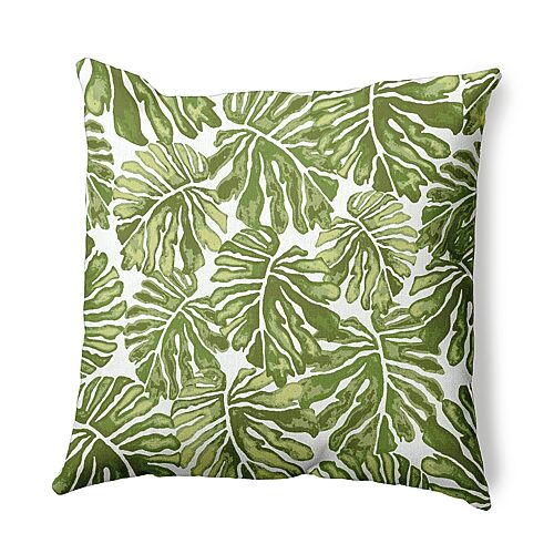 Palm Leaves Square Throw Pillow  One Size  Green