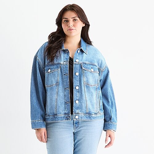 Click here for a.n.a Womens Plus Denim Midweight Jacket  3x  Blue prices