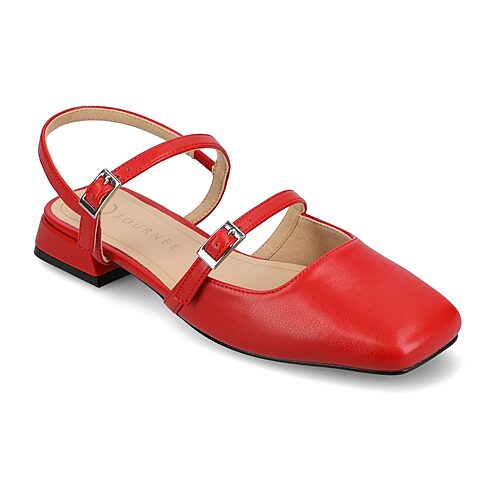 Journee Collection Gretchenn Womens Square Closed Toe Mary Jane Shoes  8 1/2 Wide  Red