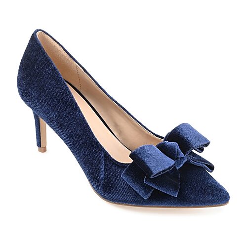 Journee Collection Womens Crystol Velvet Pumps - Navy Velvet