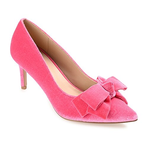 Journee Collection Womens Crystol Velvet Pumps - Pink Velvet