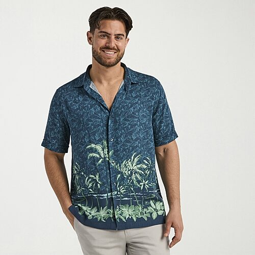 Click here for Cubavera Mens Tropical Horizon Print Shirt - Moonl... prices