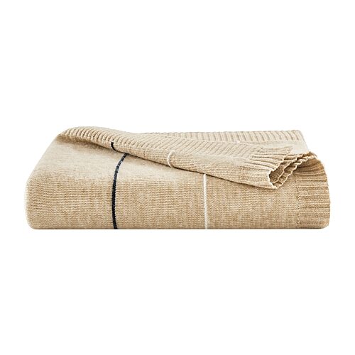 Click here for Brooklyn Loom Oxford Stripe Throw  One Size  Beige prices