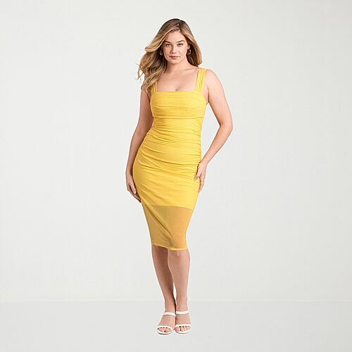 Click here for S3 Apparel Womens Draped Mesh Sculpting Midi Dress... prices
