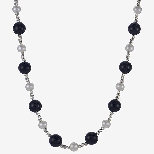 Click here for Womens Black Onyx Sterling Silver Strand Necklace... prices