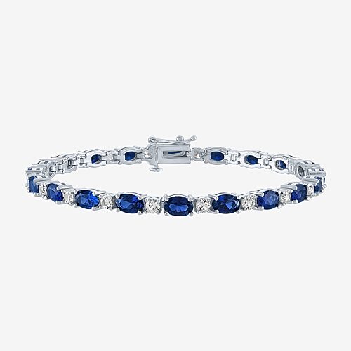 Click here for Gemstone Sterling Silver Oval 7.5 Inch Tennis Brac... prices