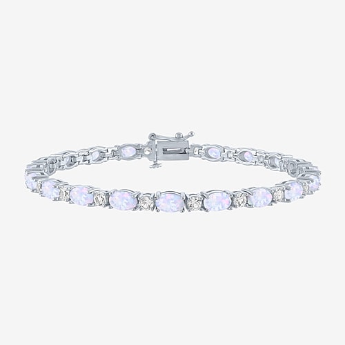 Click here for Gemstone Sterling Silver Oval 7.5 Inch Tennis Brac... prices