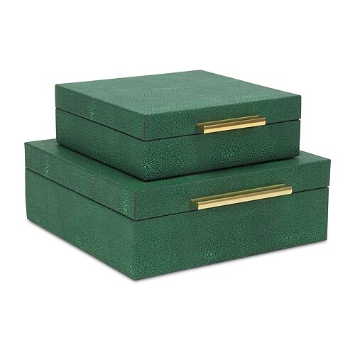 Click here for Cheungs Green Faux Shagreen Square 2-pc. Decorativ... prices