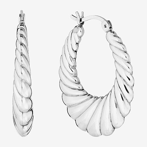 Click here for Womens Sterling Silver 30.2mm Hoop Earrings  One S... prices