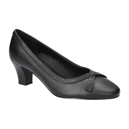 Easy Street Womens Kata Round-Toe Slip-On Pumps - Black snake