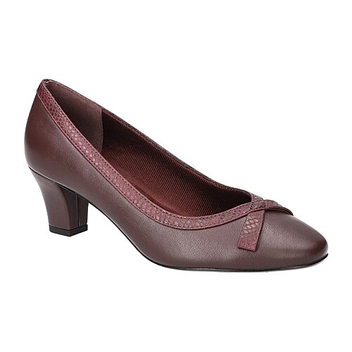 Easy Street Womens Kata Round-Toe Slip-On Pumps - Burgundy snake