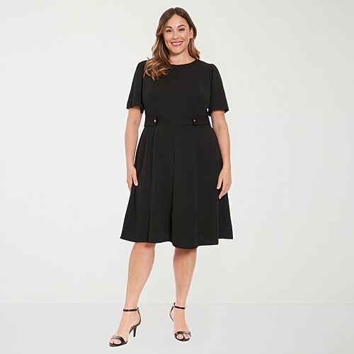 Click here for London Times Plus Size Fit & Flare Scuba Crepe Mid... prices