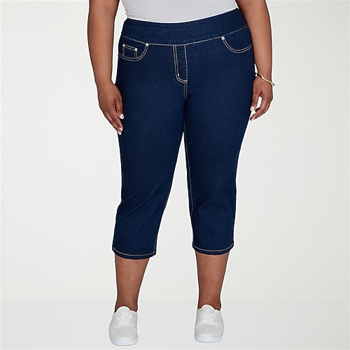 Click here for Hearts Of Palm Plus Size Extra Stretch Denim Capri... prices