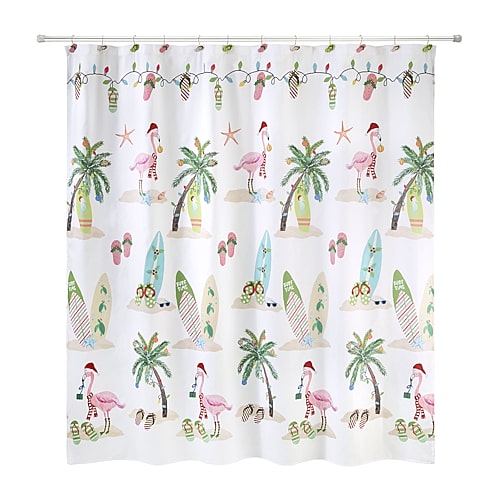 Click here for Avanti Flamingo Jingle Holiday Printed Shower Curt... prices