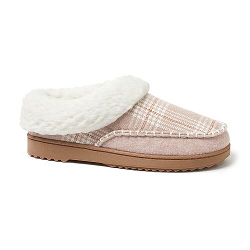 Click here for Dearfoams Womens Nyla Felted Plaid Moc Toe Clog Sl... prices