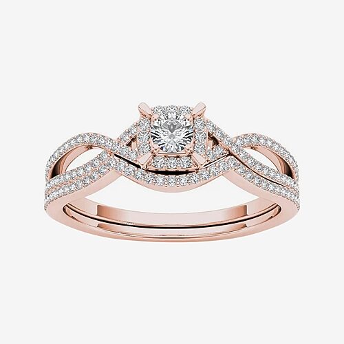 Click here for 1/3 CT.T.W. Natural Diamond 14K Rose Gold Engageme... prices