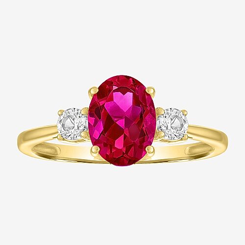 Click here for Gemstone 10K Gold 3-Stone Oval Cocktail Ring  6  R... prices