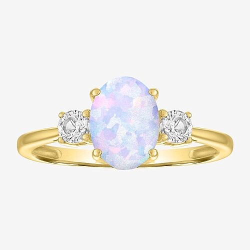 Click here for Gemstone 10K Gold 3-Stone Oval Cocktail Ring  7  O... prices
