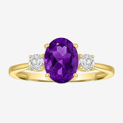 Click here for Gemstone 10K Gold 3-Stone Oval Cocktail Ring  8  A... prices