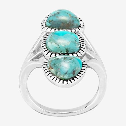 Click here for Womens Blue Turquoise Sterling Silver Cocktail Rin... prices