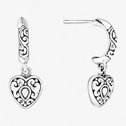 Click here for Bali Inspired Womens Sterling Silver Heart Drop Ea... prices