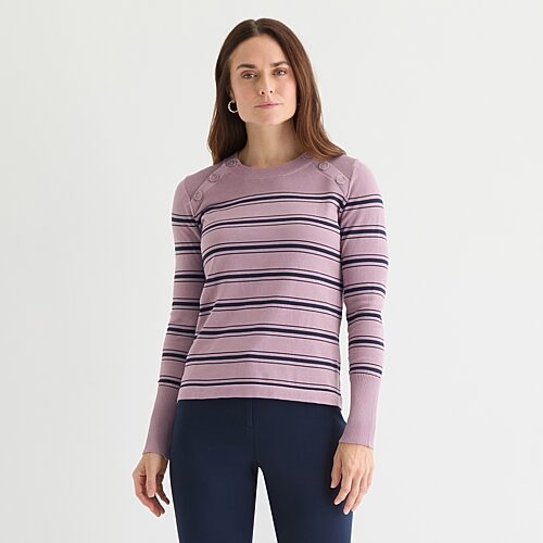 Click here for Liz Claiborne Womens Crew Neck Long Sleeve Striped... prices