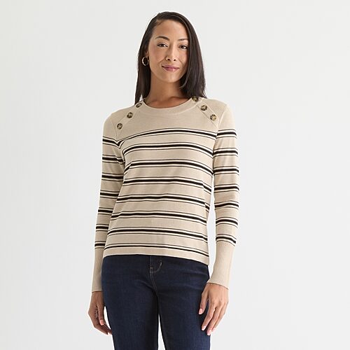 Click here for Liz Claiborne Womens Crew Neck Long Sleeve Striped... prices