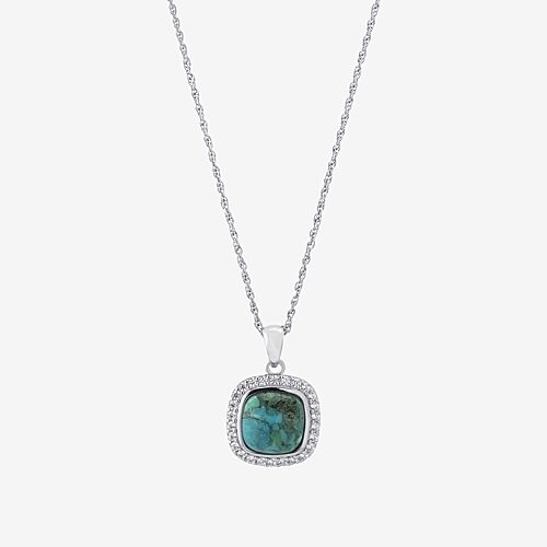 Click here for Womens Blue Turquoise Sterling Silver 18 Inch Pend... prices
