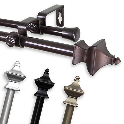 Rod Desyne Esta â Adjustable Double Curtain Rod  One Size  Silver