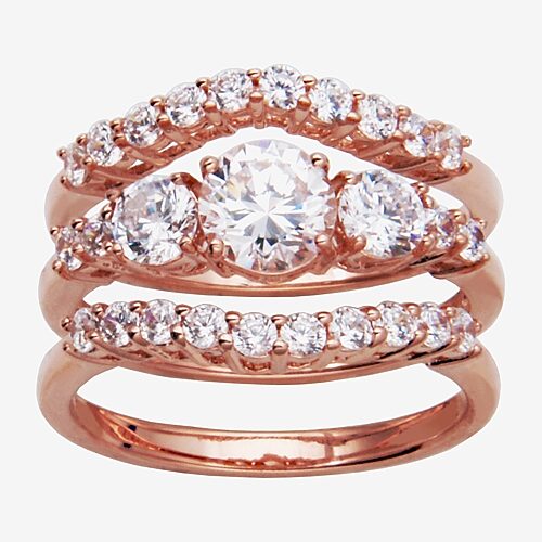 Click here for DiamonArt Womens White Cubic Zirconia 14K Rose Gol... prices