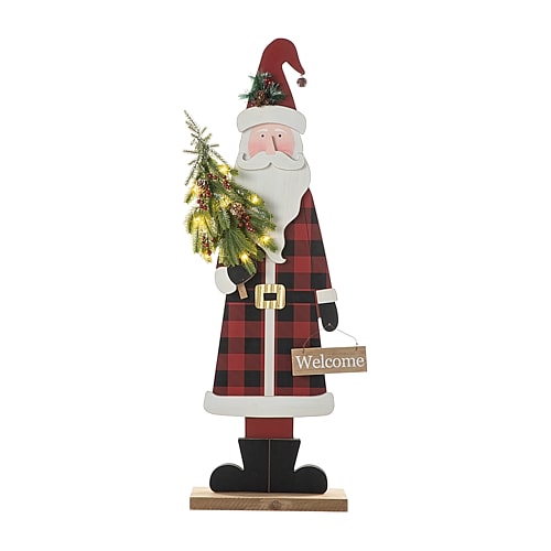 Click here for Glitzhome Lighted Wooden Santa Decor Christmas Por... prices