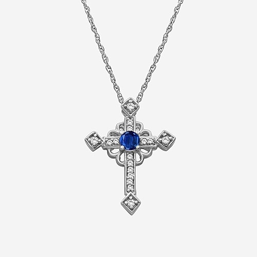 Click here for Womens Diamond Accent Gemstone 10K White Gold Cros... prices