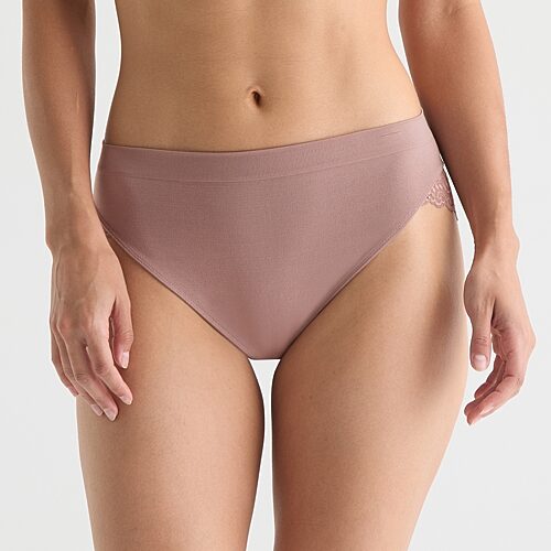 Click here for Ambrielle Seamless Lace High Cut Panty  Small  Bro... prices