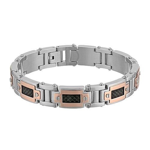 Click here for Mens Stainless Steel & Rose-Tone IP Link Bracelet... prices