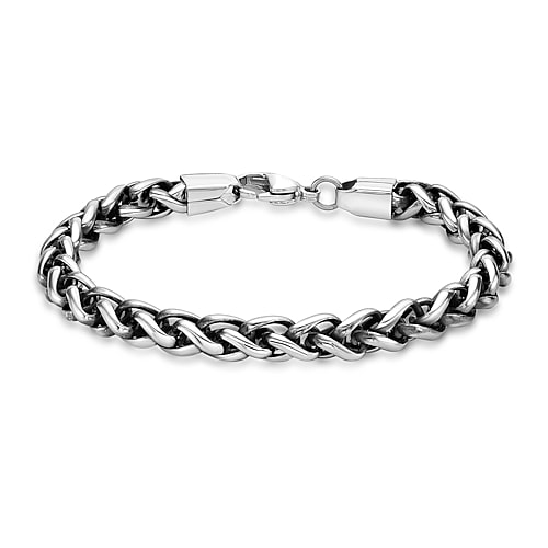 Click here for Mens Stainless Steel & Black IP 9 8mm Wheat Bracel... prices