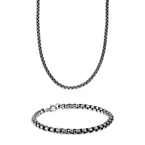 Click here for Mens Stainless Steel & Black IP Inlay 5.5mm Round... prices