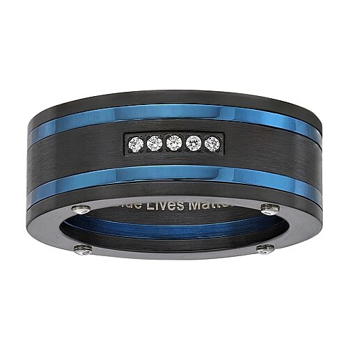 Click here for Mens 9M Cubic Zirconia Stainless Steel Round Band... prices