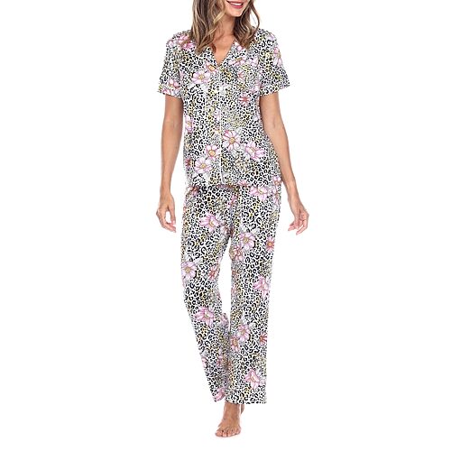 Click here for Womens White Mark 2pc. Leopard Floral Pajama Set prices