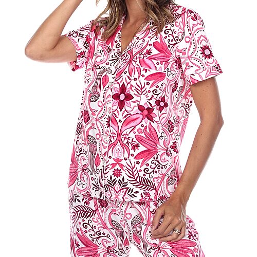 Click here for Womens White Mark 2pc. Tropical Peacock Pajama Set prices
