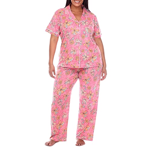 Click here for Plus Size White Mark 2pc. Floral Leopard Pajama Se... prices