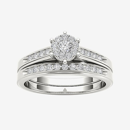 Click here for 1/2 CT.T.W. Natural Diamond 10K White Gold Bridal... prices