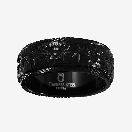 Click here for Mens Black Stainless Steel Textured 8mm Wedding Ba... prices