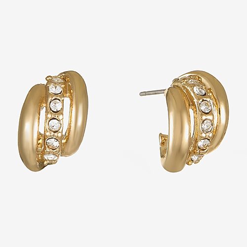 Click here for Monet Jewelry Gold Tone Huggie Womens Glass 13mm H... prices
